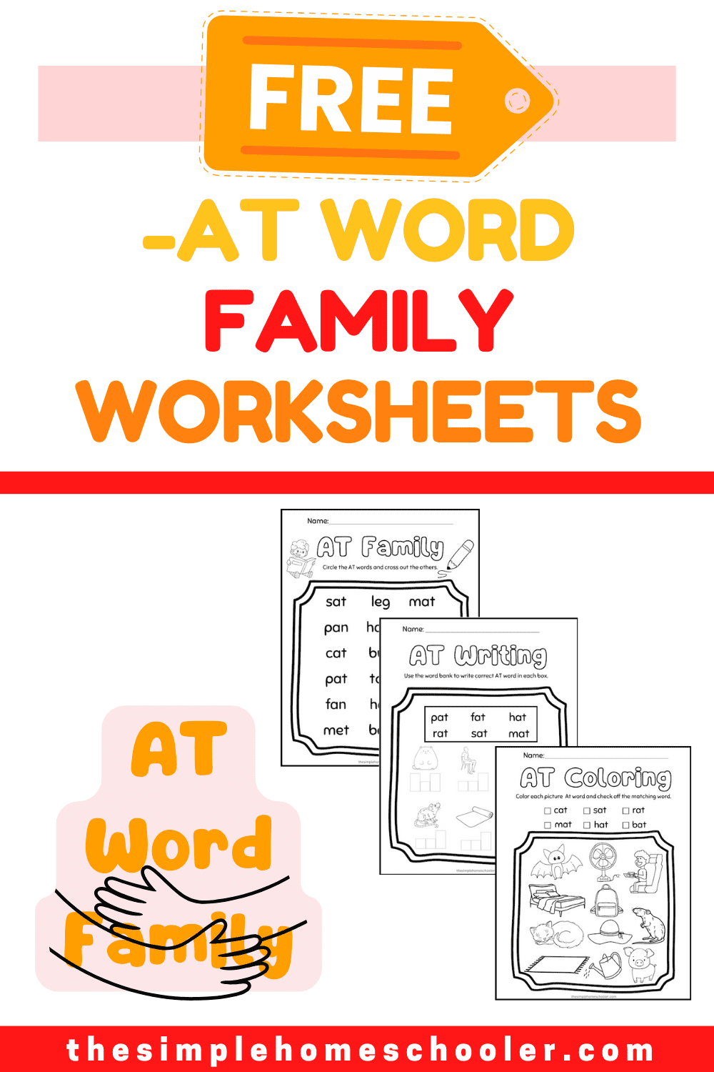 At Word Family Worksheets For Kindergarten