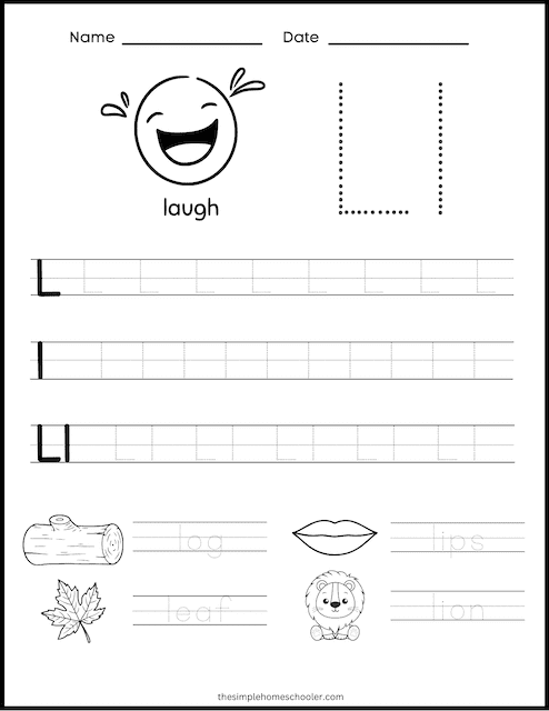 Letter Recognition Phonics Worksheet L Uppercase Super Simple