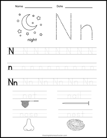 15+ Letter N Printables: Free & Easy Print! - The Simple Homeschooler