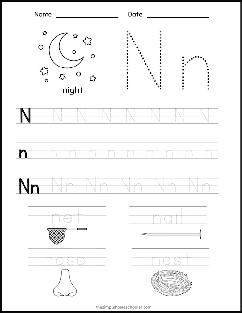 15+ Letter N Printables: Free & Easy Print! - The Simple Homeschooler