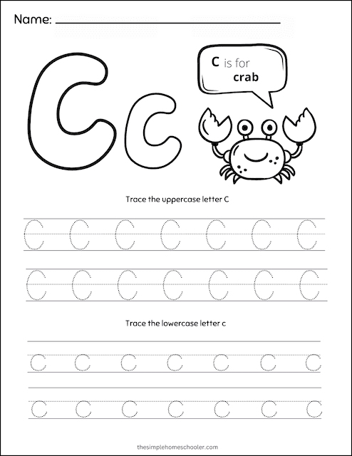 10 Tracing Letter C Worksheets: Easy Print & Free! - The Simple ...