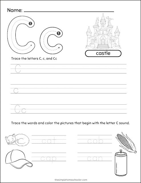 10 Tracing Letter C Worksheets: Easy Print & Free! - The Simple ...