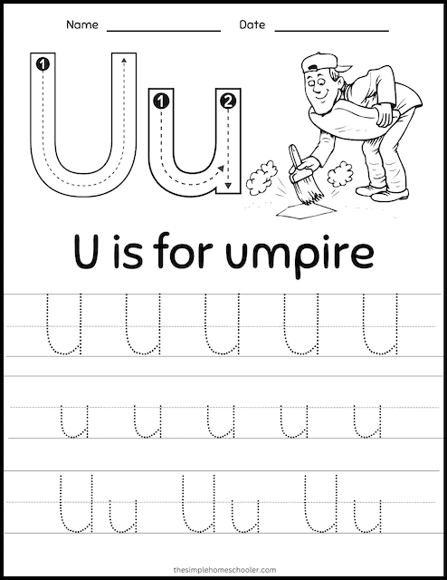 Kindergarten Letter U