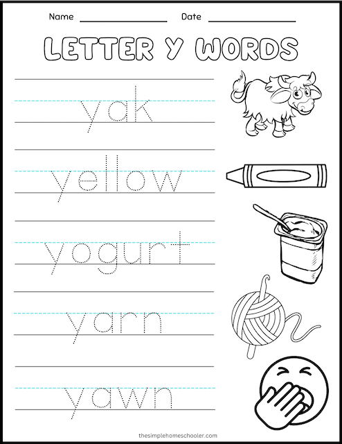 15+ Letter Y Worksheets: Free & Easy Print! - The Simple Homeschooler