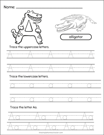 Free Letter A Tracing Worksheets: Easy Print! - The Simple Homeschooler