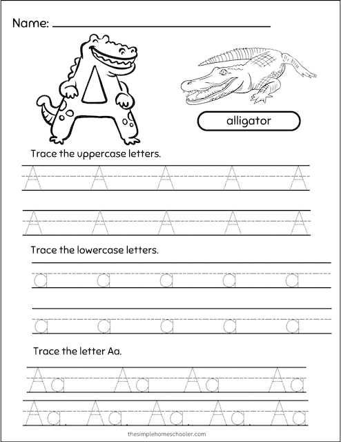 Free Letter A Tracing Worksheets: Easy Print! - The Simple Homeschooler