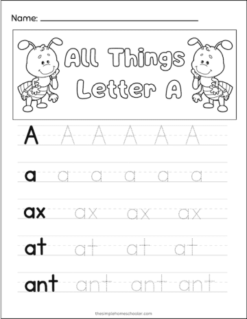 Free Letter A Tracing Worksheets: Easy Print! - The Simple Homeschooler