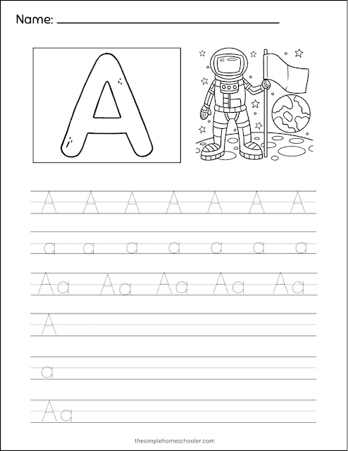 Free Letter A Tracing Worksheets: Easy Print! - The Simple Homeschooler