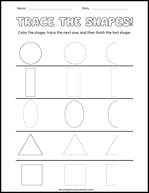 18 Free Tracing Shapes Worksheets For Preschoolers - The Simple ...