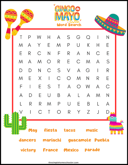 Sopa De Letras Del Cinco De Mayo