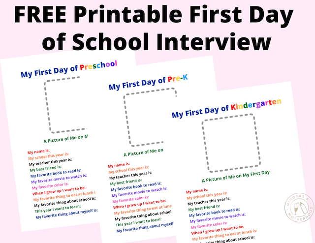 10 First Day of Kindergarten Printables: Signs, Worksheets, Coloring ...