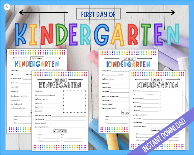 10 First Day of Kindergarten Printables: Signs, Worksheets, Coloring ...