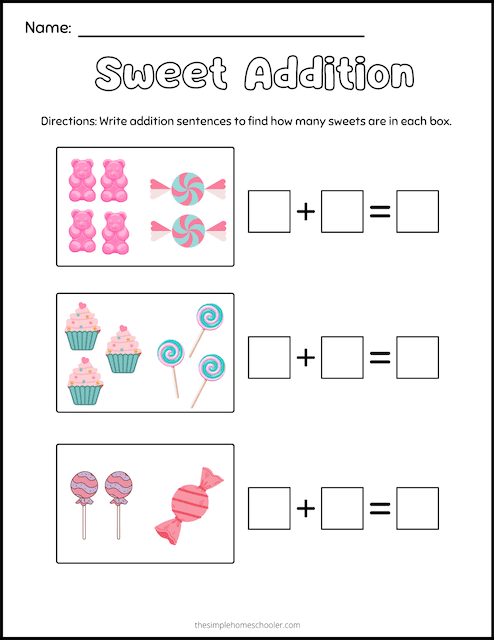 Kinder Addition Worksheets