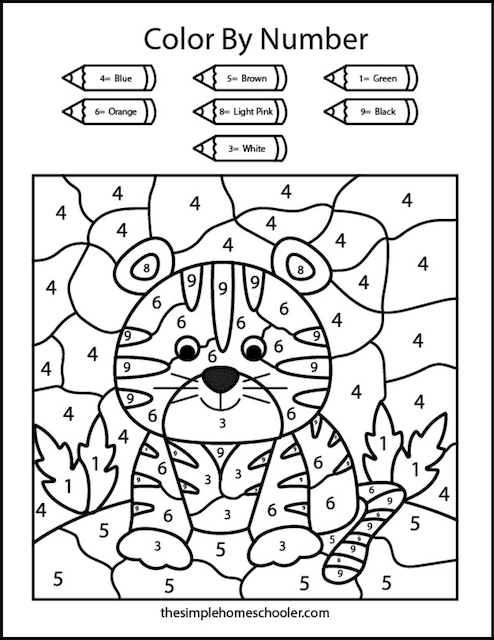 Free Easy Color By Number Worksheets For Kindergarten - The Simple ...