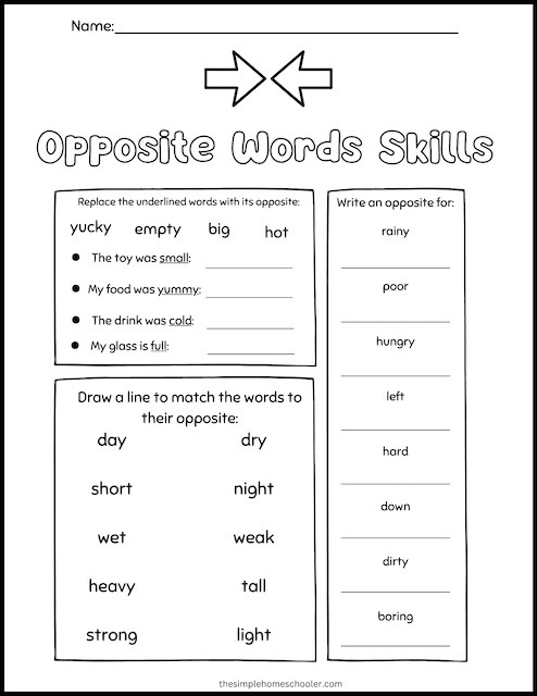 Opposite Words Worksheet