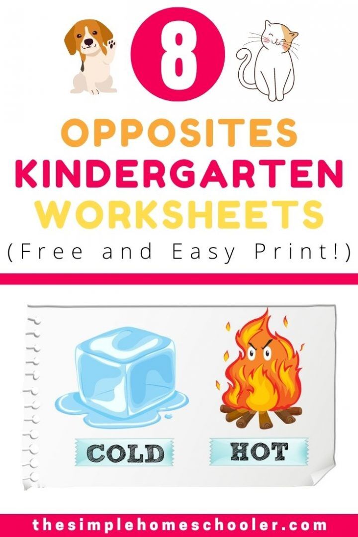 8 Free Opposite Words Worksheets For Kindergarten: Easy Print! - The ...
