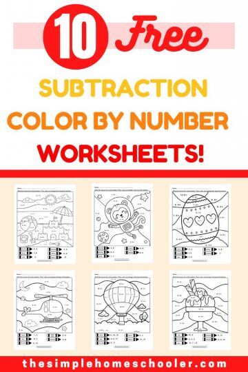 10 Free Mixed Addition and Subtraction Color By Number Worksheets - The ...