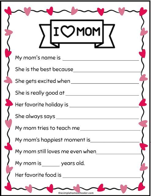 All About My Mom Worksheet Mother's Day Worksheet My Mom