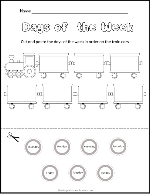 Free Days of the Week Worksheets for Kindergarten - The Simple Homeschooler