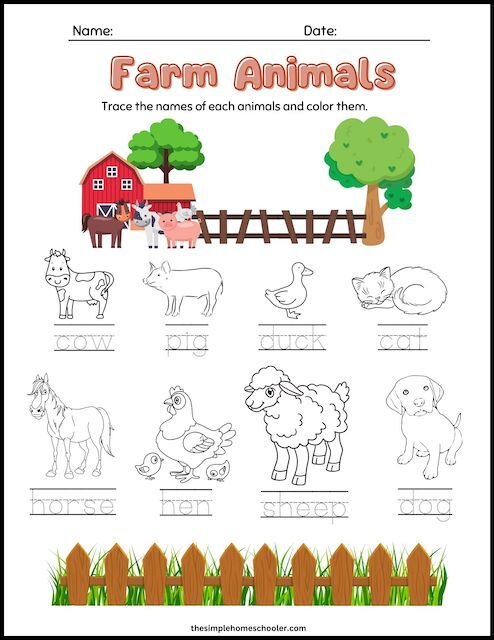 15 Fantastic Farm Animal Worksheets: Free & Easy Print! - The Simple ...