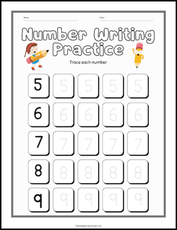 15+ Free Number Writing Worksheets For Kindergarten - The Simple ...