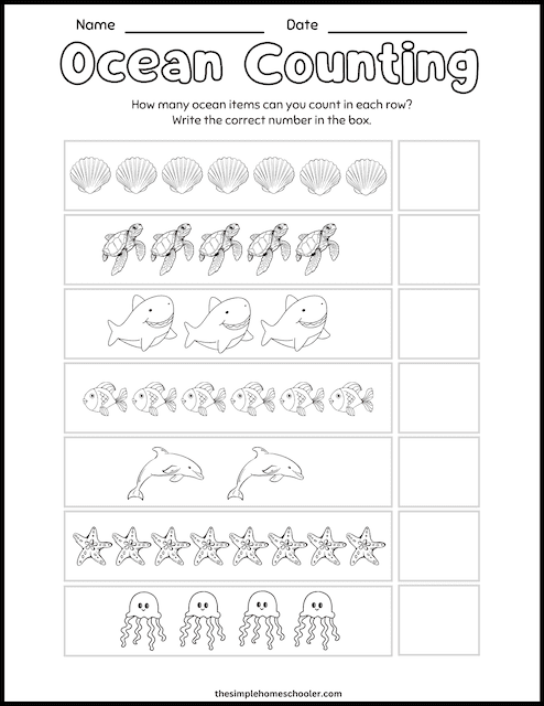 Counting Worksheets 1 10