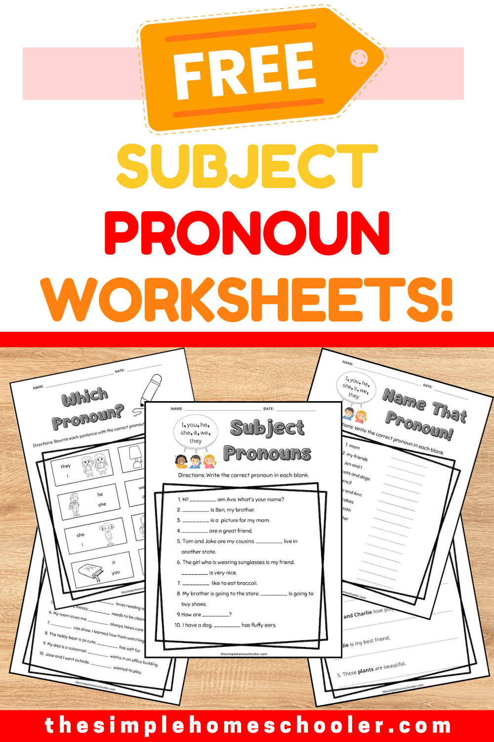 English Subject Pronouns Worksheet
