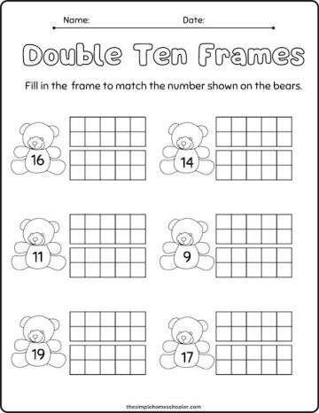 Free Printable Double Ten Frame Worksheet Packet! - The Simple Homeschooler