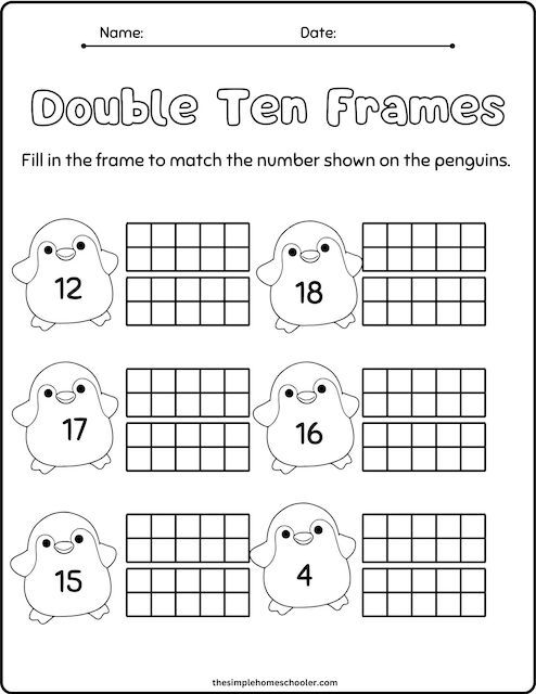 Free Printable Double Ten Frame Worksheet Packet! - The Simple Homeschooler
