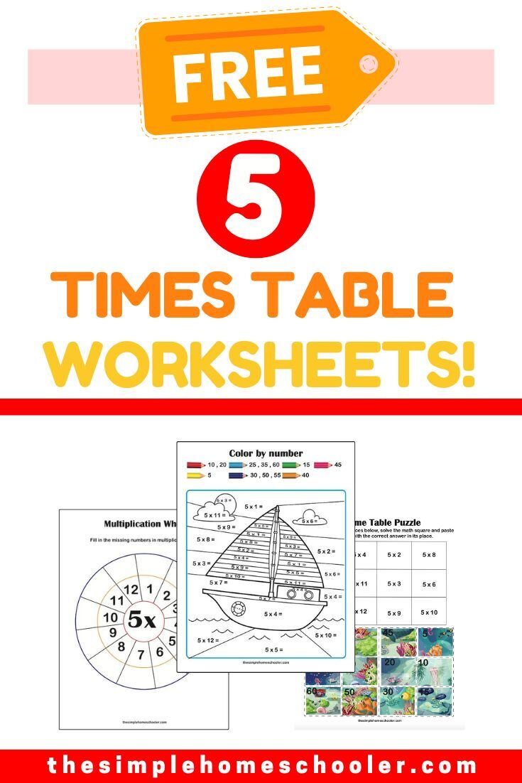 5 Fabulous (& Free!) 5 Times Table Worksheets! - The Simple Homeschooler