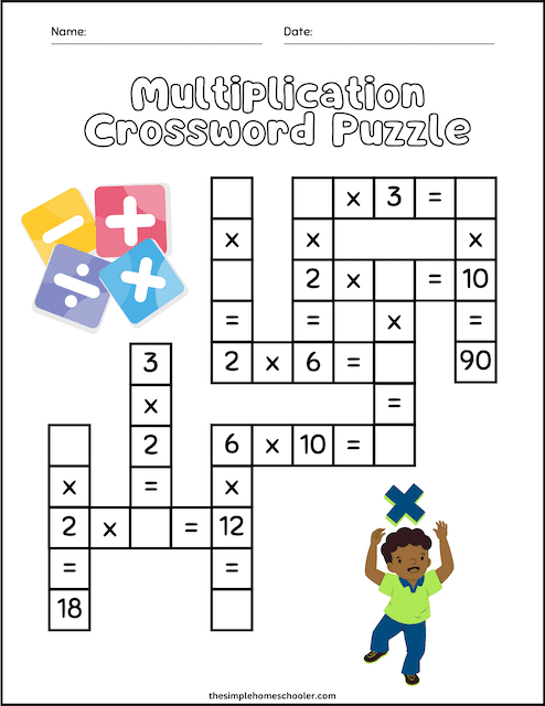Free Marvelous Math Crossword Puzzle Printables - The Simple Homeschooler