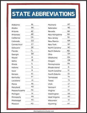 Perfect State Abbreviations Printable and Worksheets: Easy to Print ...