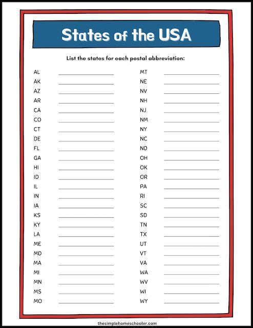 Perfect State Abbreviations Printable and Worksheets: Easy to Print ...