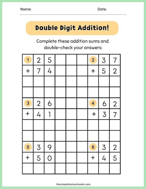 Addition Worksheets Double Digit Without Regrouping 3 Digit