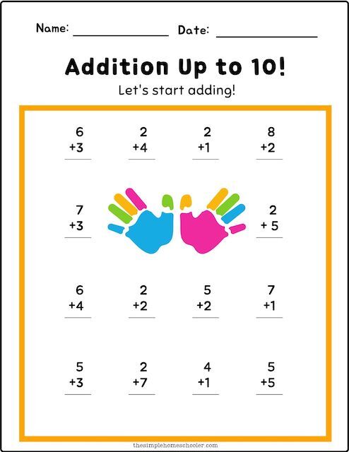 Free & Fun Addition to 10 Worksheet Packet: Easy Print! - The Simple ...