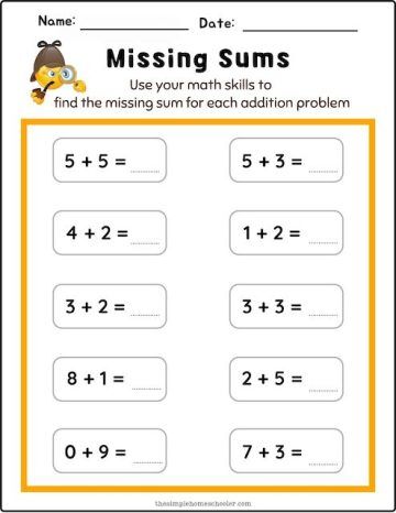 Free & Fun Addition to 10 Worksheet Packet: Easy Print! - The Simple ...