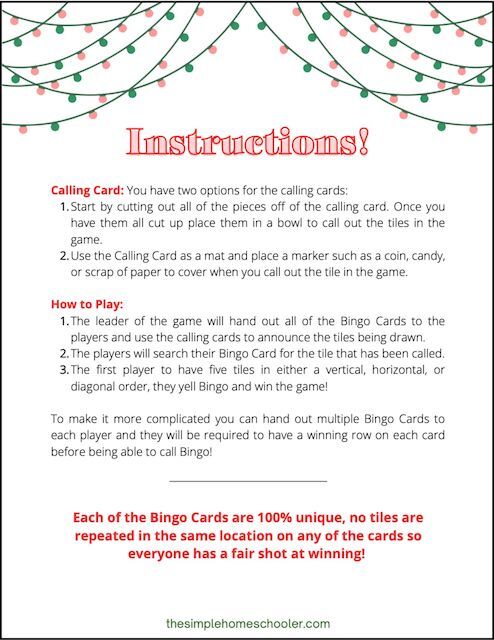 20 Holly Jolly Christmas Bingo Printables: Free! - The Simple Homeschooler