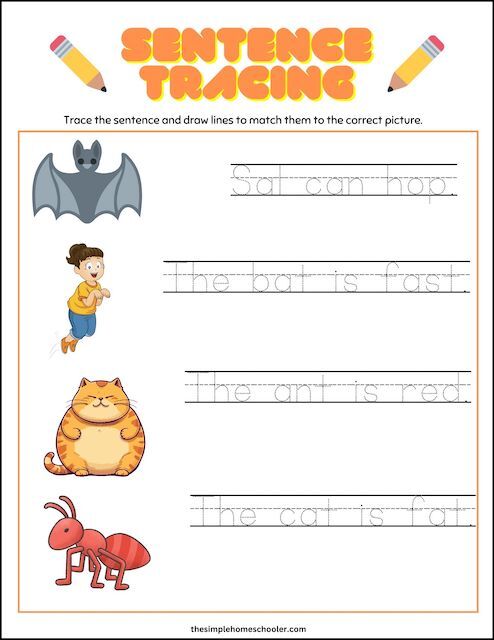 Silly Sentence Tracing Worksheets for Kids: Free & Easy Print - The ...