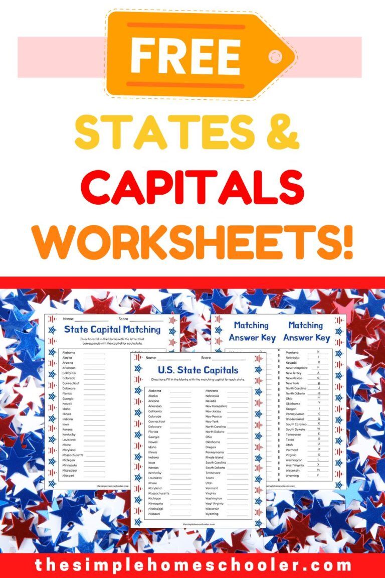 Free States & Capitals Worksheet Packet: Easy Print! - The Simple ...