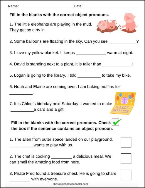 Pronoun Worksheet For 4th Grade