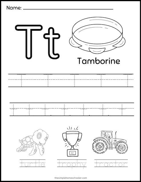 Free Printable Pdf Tracing Letter T Alphabet Worksheet
