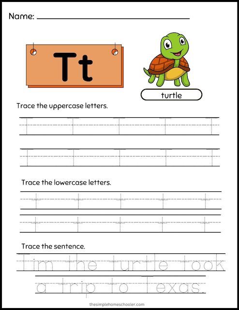 Free Printable Pdf Tracing Letter T Alphabet Worksheet