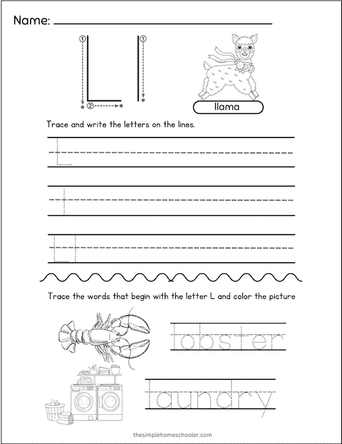 Free Letter L Tracing Worksheets: Easy Print! - The Simple Homeschooler