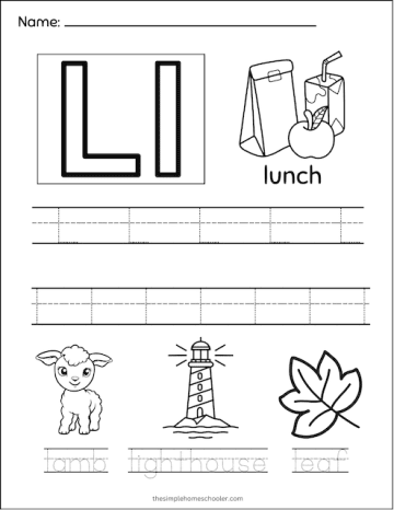 Free Letter L Tracing Worksheets: Easy Print! - The Simple Homeschooler