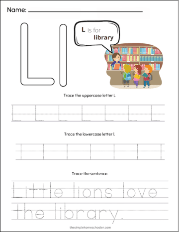 Free Letter L Tracing Worksheets: Easy Print! - The Simple Homeschooler