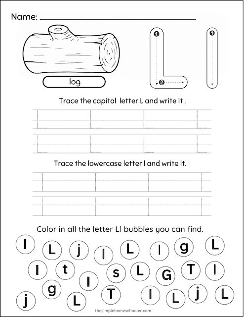 Free Letter L Tracing Worksheets: Easy Print! - The Simple Homeschooler