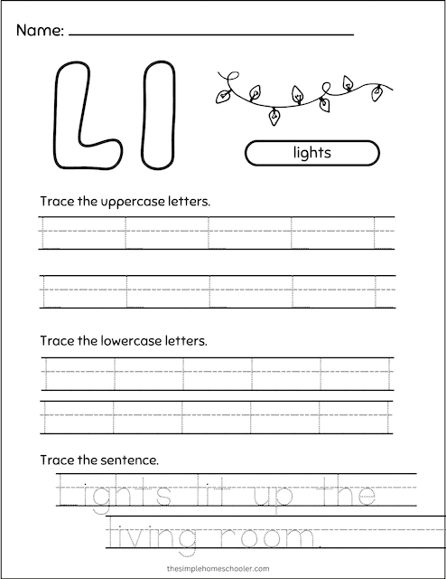 Free Letter L Tracing Worksheets: Easy Print! - The Simple Homeschooler