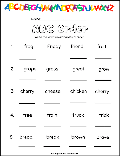 Abc Order Worksheets 3rd Grade Free Printable Abc Order For Second