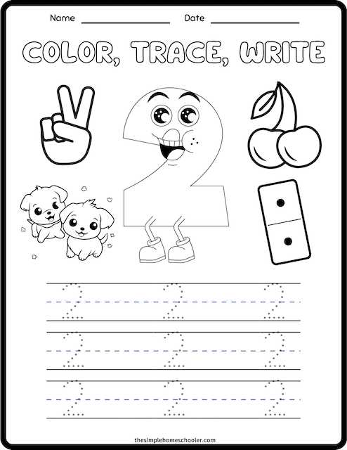 Best Number 2 Writing Worksheet Packet: Free & Easy Print! - The Simple ...
