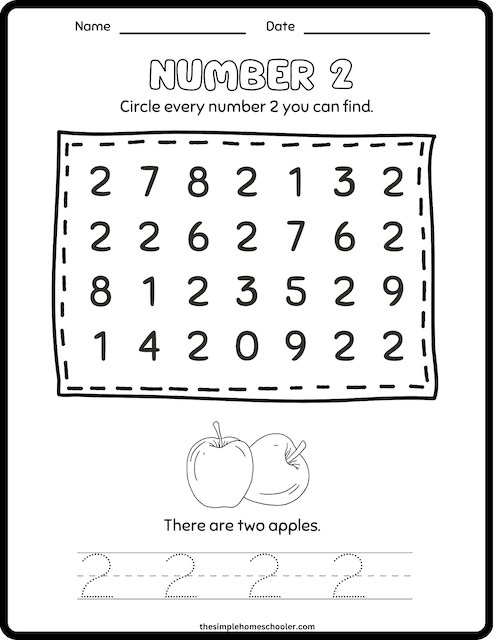 Best Number 2 Writing Worksheet Packet: Free & Easy Print! - The Simple ...